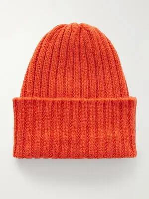 Thom Sweeney Thom Sweeney - Ribbed Cashmere Beanie - Men - Orange Orange