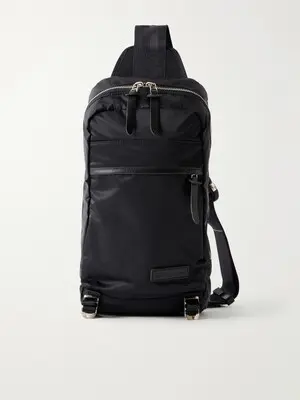 MASTER-PIECE CO Lightning Leather-trimmed Shell Sling Backpack - Black