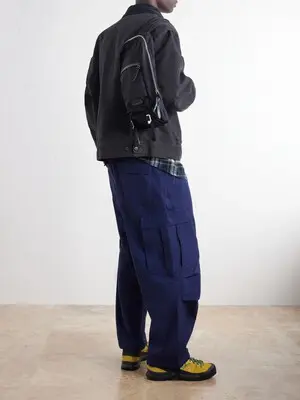 MASTER-PIECE CO Lightning Leather-trimmed Shell Sling Backpack