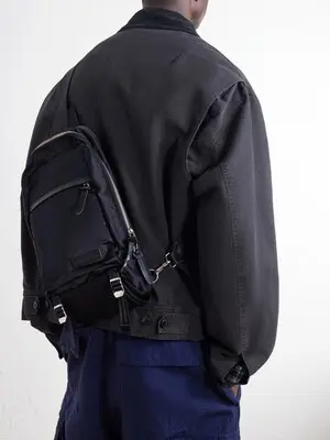 MASTER-PIECE CO Lightning Leather-trimmed Shell Sling Backpack