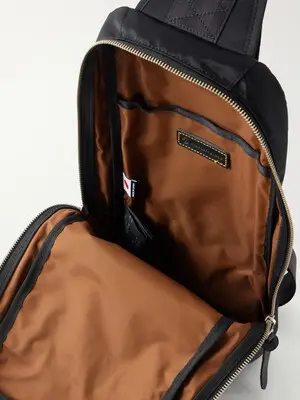 MASTER-PIECE CO Lightning Leather-trimmed Shell Sling Backpack