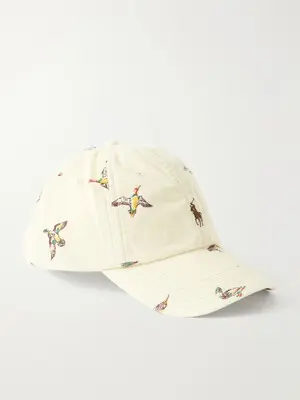 Polo Ralph Lauren Leather-trimmed Embroidered Cotton-corduroy Cap - Neutrals