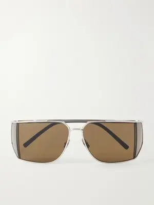 Saint Laurent Sl 750 Aviator-style -tone Sunglasses - Silver