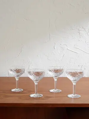SOHO HOME Barwell Set Of Four Crystal Champagne Glasses - Neutrals