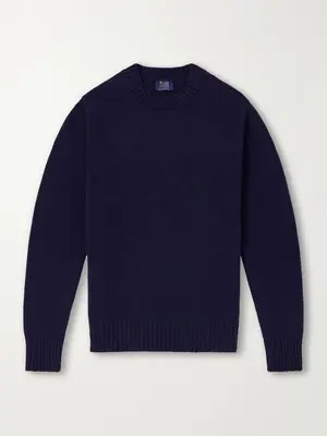 William Lockie Merino Wool And Cashmere-blend Sweater - Blue