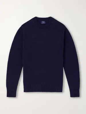 William Lockie Merino Wool And Cashmere-blend Sweater - Navy