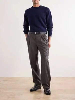 William Lockie Merino Wool And Cashmere-blend Sweater - Navy