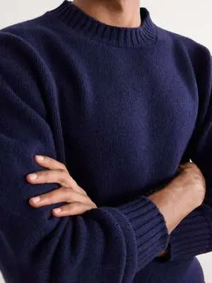 William Lockie Merino Wool And Cashmere-blend Sweater - Navy
