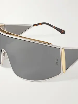 Loewe Speed Shield Aviator-style And Gold-tone Sunglasses