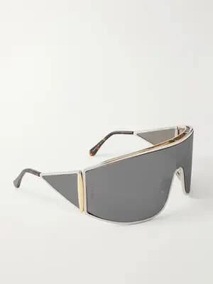 Loewe Speed Shield Aviator-style And Gold-tone Sunglasses