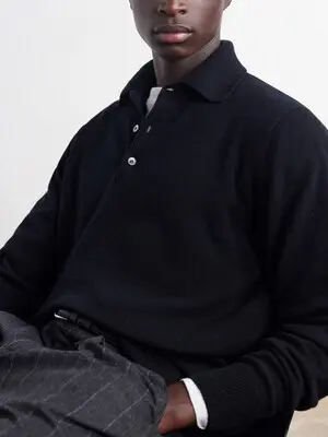 William Lockie Wool Polo Sweater - Black