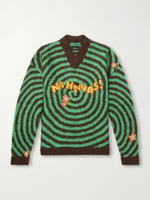 NAHMIAS Embroidered Alpaca-blend Crochet Sweater - Green