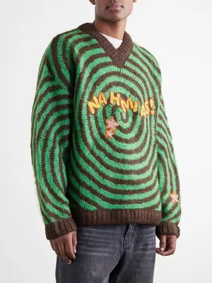 NAHMIAS Embroidered Alpaca-blend Crochet-knit Sweater