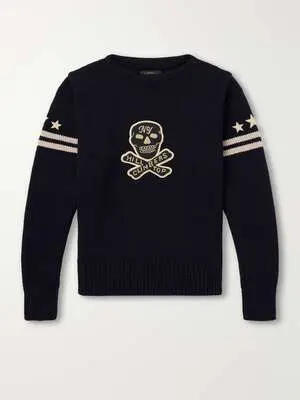 Ralph Lauren Appliquéd Wool Sweater - Navy