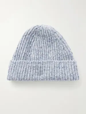 Inis Meáin Ribbed Cashmere Beanie - Blue