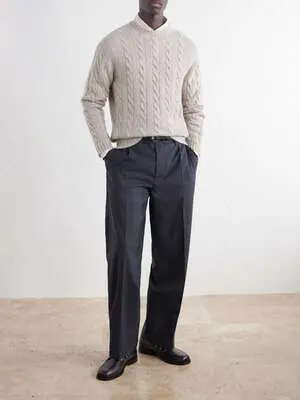 William Lockie Cable-knit Wool Sweater - Ecru