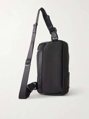 MASTER-PIECE CO Sling Suede And Leather-trimmed Nylon-twill Messenger Bag