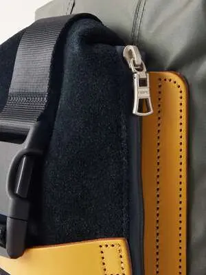 MASTER-PIECE CO Sling Suede And Leather-trimmed Nylon-twill Messenger Bag
