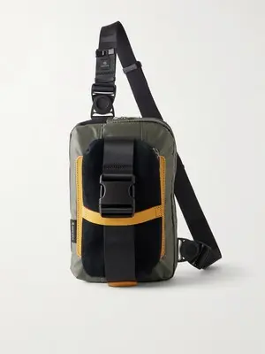 MASTER-PIECE CO Sling Suede And Leather-trimmed Nylon-twill Messenger Bag - Multi