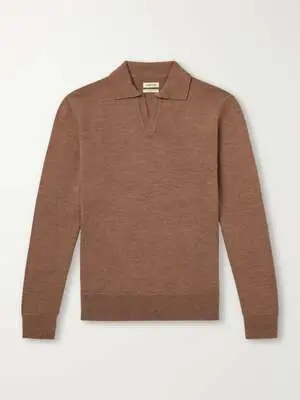 De Bonne Facture Merino Wool Polo Sweater - Brown