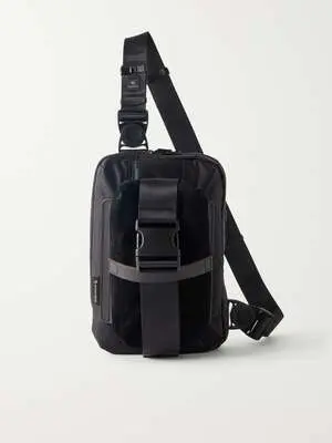 MASTER-PIECE CO Sling Suede And Leather-trimmed Nylon-twill Messenger Bag - Black