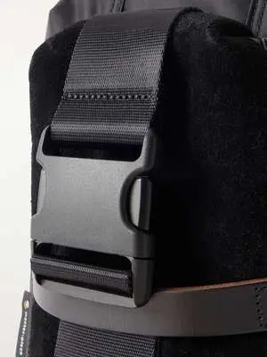 MASTER-PIECE CO Sling Suede And Leather-trimmed Nylon-twill Messenger Bag
