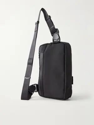 MASTER-PIECE CO Sling Suede And Leather-trimmed Nylon-twill Messenger Bag