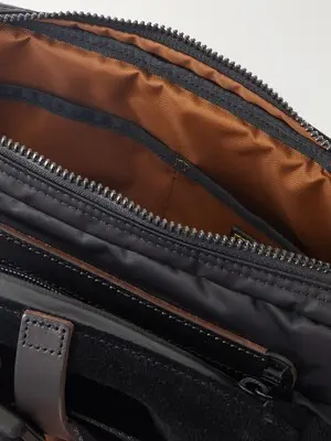 MASTER-PIECE CO Sling Suede And Leather-trimmed Nylon-twill Messenger Bag