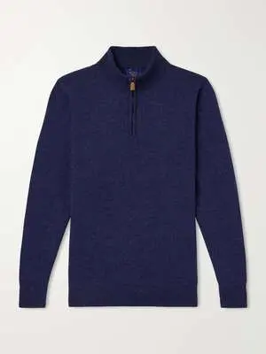 William Lockie Wool Half-zip Sweater - Blue