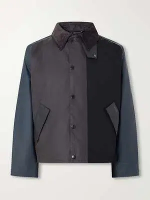 Barbour Bedale Corduroy-trimmed Waxed Cotton Jacket - Blue