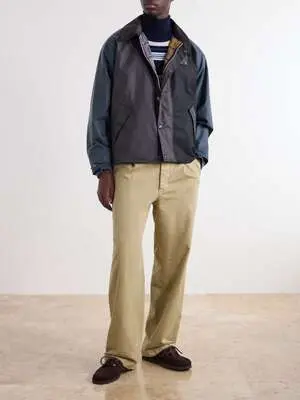 Barbour Bedale Corduroy-trimmed Waxed Cotton Jacket