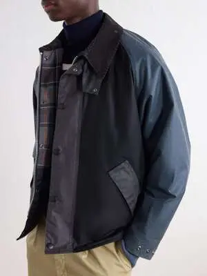 Barbour Bedale Corduroy-trimmed Waxed Cotton Jacket