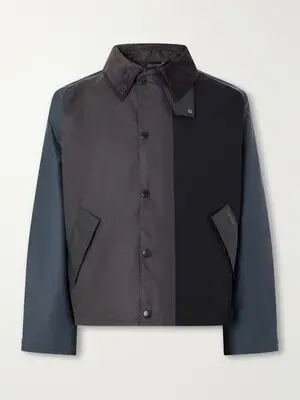 Barbour Bedale Corduroy-trimmed Waxed Cotton Jacket - Blue
