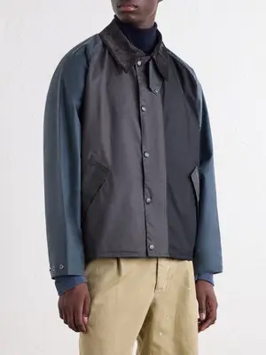 Barbour Bedale Corduroy-trimmed Waxed Cotton Jacket - Blue