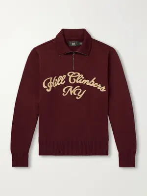 Ralph Lauren Embroidered Wool Half-zip Sweater