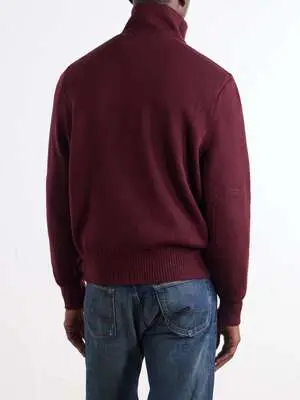Ralph Lauren Embroidered Wool Half-zip Sweater - Red