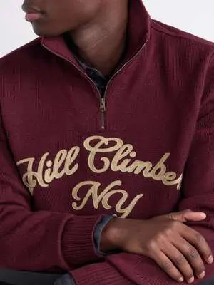 Ralph Lauren Embroidered Wool Half-zip Sweater - Red