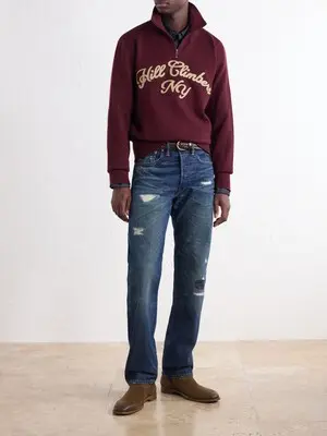 Ralph Lauren Embroidered Wool Half-zip Sweater