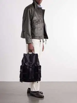 MASTER-PIECE CO Leather And Suede-trimmed Cordura® Mastertex Backpack