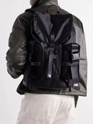 MASTER-PIECE CO Leather And Suede-trimmed Cordura® Backpack