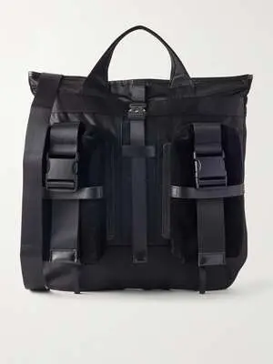 MASTER-PIECE CO Helmet Suede And Leather-trimmed Shell Messenger Bag - Black