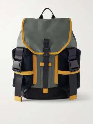 MASTER-PIECE CO Leather And Suede-trimmed Cordura® Mastertex Backpack - Green