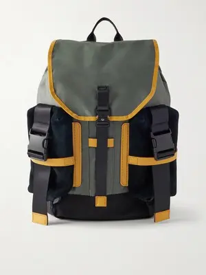MASTER-PIECE CO Leather And Suede-trimmed Cordura® Backpack - Green