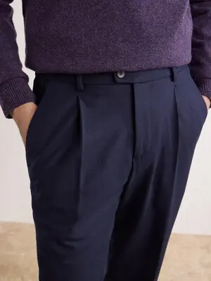 Thom Sweeney Straight-leg Pleated Virgin Wool-blend Chinos