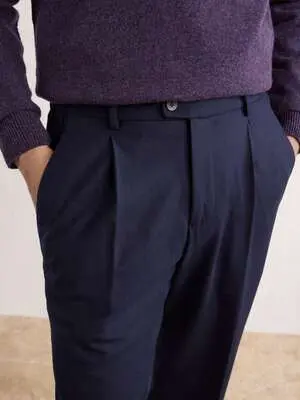 Thom Sweeney Straight-leg Pleated Virgin Wool-blend Chinos