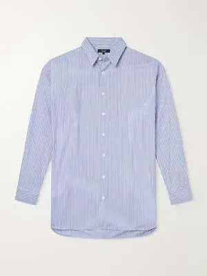 Comme Des Garçons Striped Cotton-poplin Shirt - Blue
