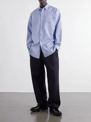 Comme Des Garçons Striped Cotton-poplin Shirt - Blue