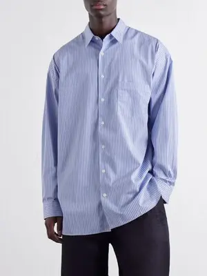 Comme Des Garçons Striped Cotton-poplin Shirt - Blue