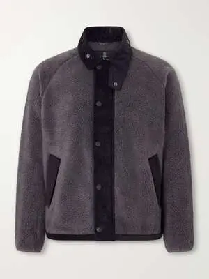 Barbour Transporter Corduroy-trimmed Fleece Jacket - Gray