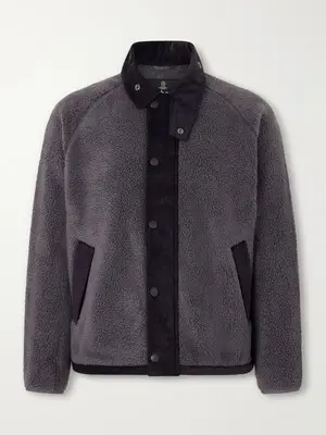 Barbour Transporter Corduroy-trimmed Fleece Jacket - Gray